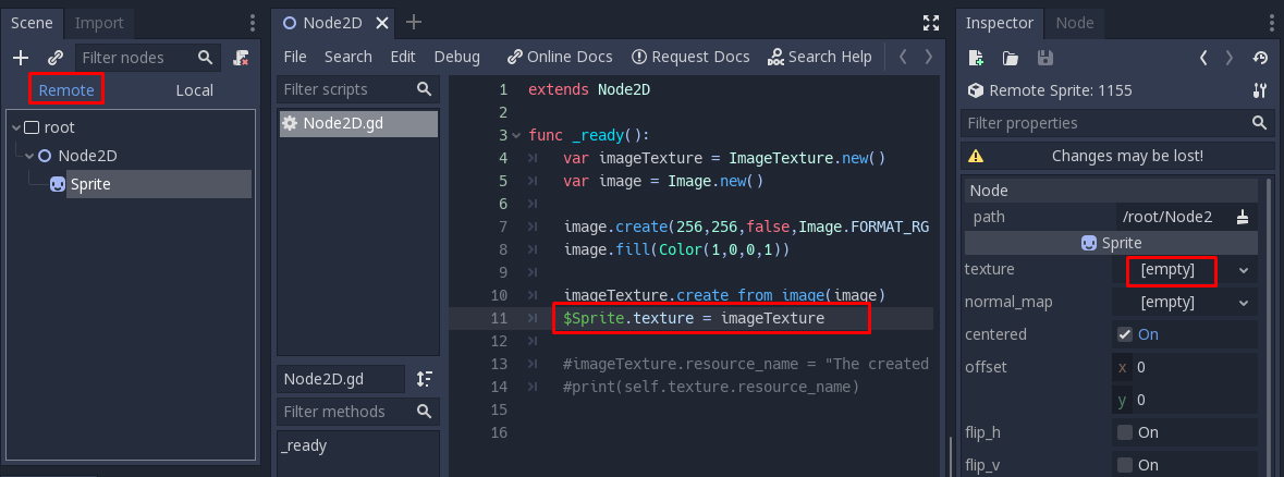 Sprite.texture created programmatically is Empty in remote tree node inspector · Issue #30033 ...