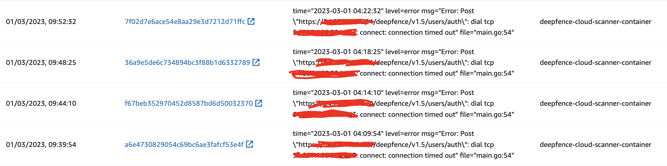 Levelerror Msg Connect Connection Timed Out Filemaingo54 · Issue 916 · Deepfence 0055