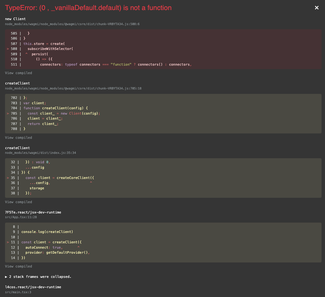 bug: Wagmi-core raises TypeError on clean install · Issue #1643 · wevm ... bug: Wagmi-core raises TypeError on clean install · Issue #1643 · wevm ...