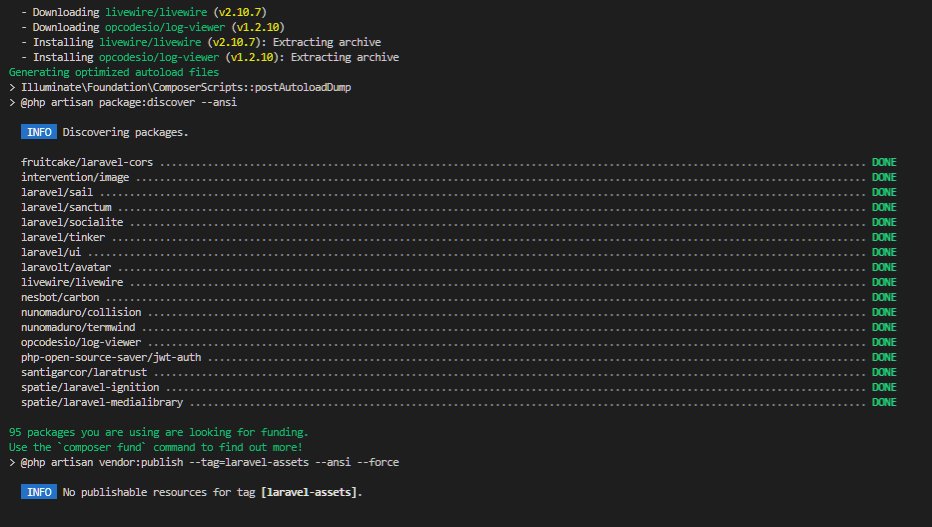 No Publishable Resources For Tag [laravel Assets] · Issue 85 · Opcodesio Log Viewer · Github
