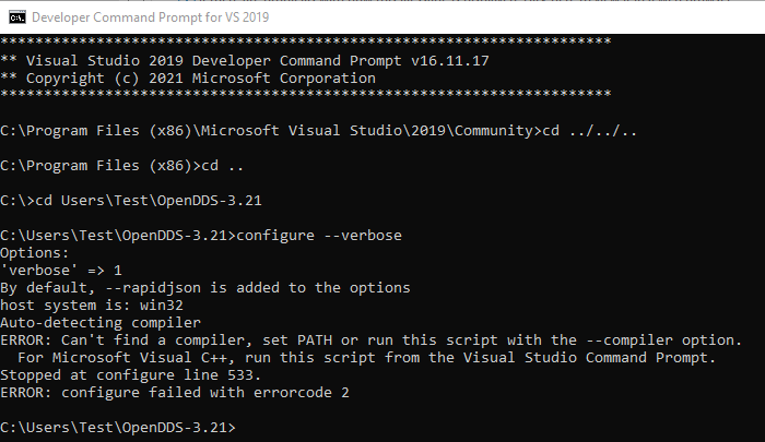 unable to configure OpenDDS-3.21 build on Windows 10 · OpenDDS OpenDDS · Discussion #3662 · GitHub