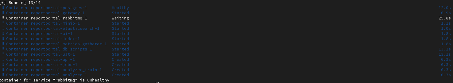 Container reportportal-rabbitmq-1 Waiting, unable to get RP working · Issue #1761 · reportportal ...