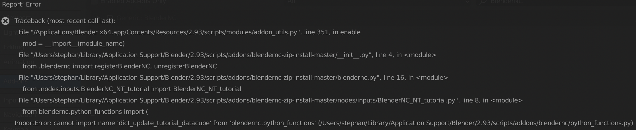 Error message when loading Add-on in Blender 2.93 · Issue #1 · blendernc/blendernc-zip-install ...