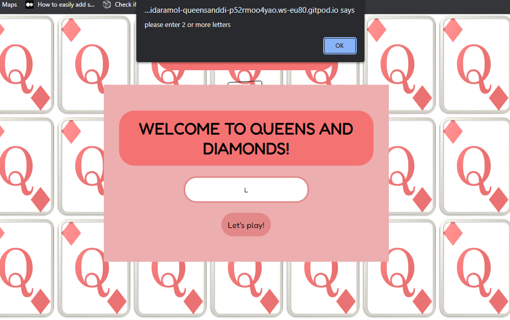 GitHub - damidaramola/queens-and-diamonds-game