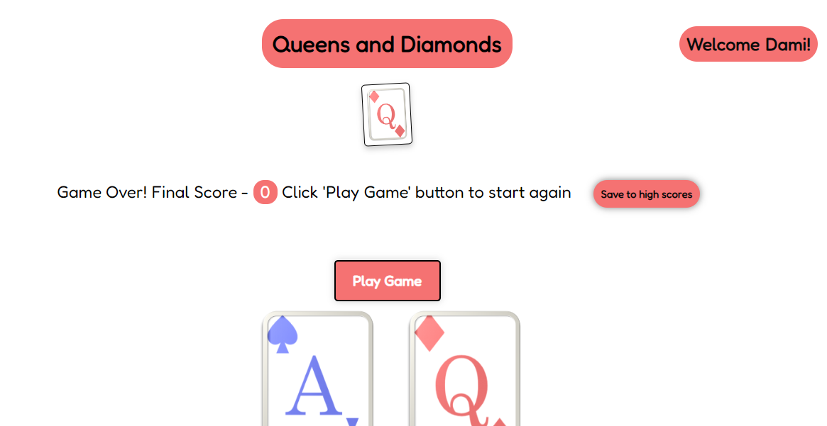 GitHub - damidaramola/queens-and-diamonds-game