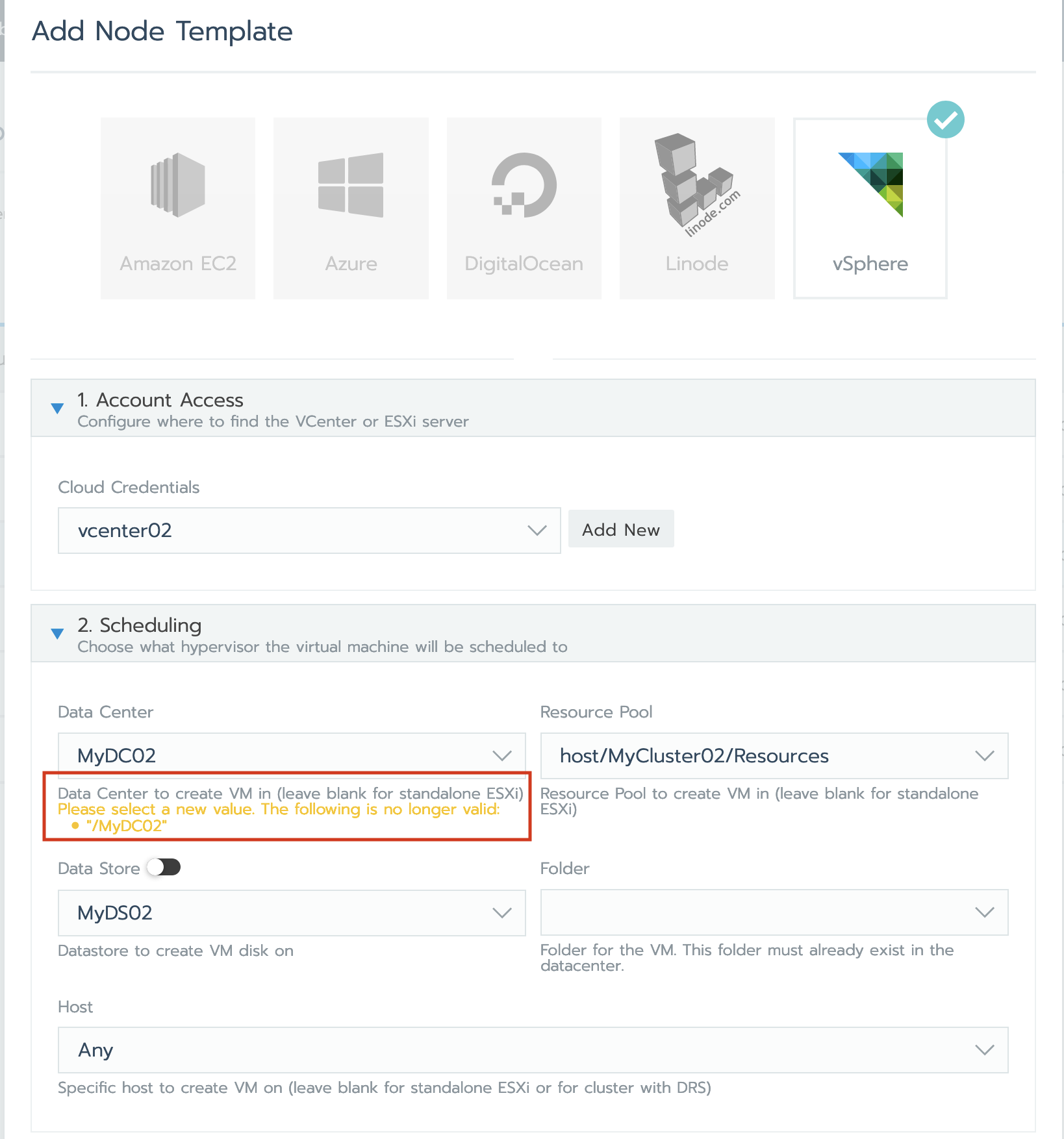 Node template values not changing while switching cloud credentials for vSphere · Issue #26997 ...