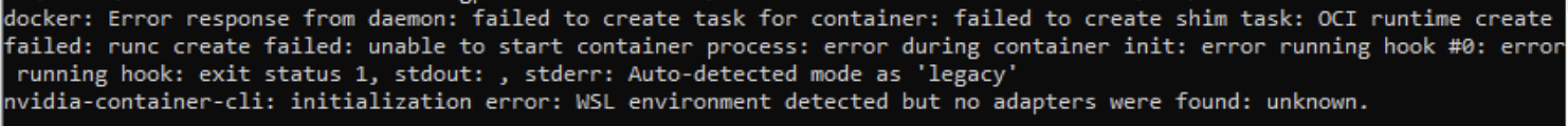 Docker run gives : "WSL Environment Detected but no adopters were found" · Issue #157 · NVIDIA ...