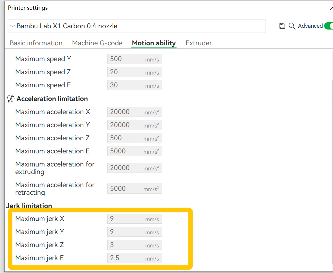 [*Feature Request*] Ability to change Jerk value · Issue #1175 · bambulab/BambuStudio · GitHub