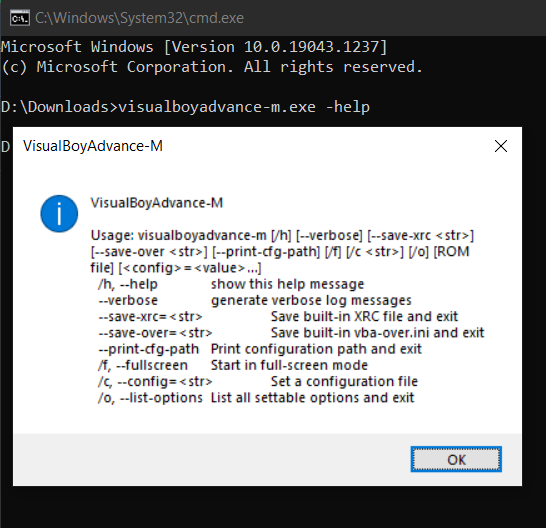 --list-options not working Windows 10. · Issue #883 · visualboyadvance ...