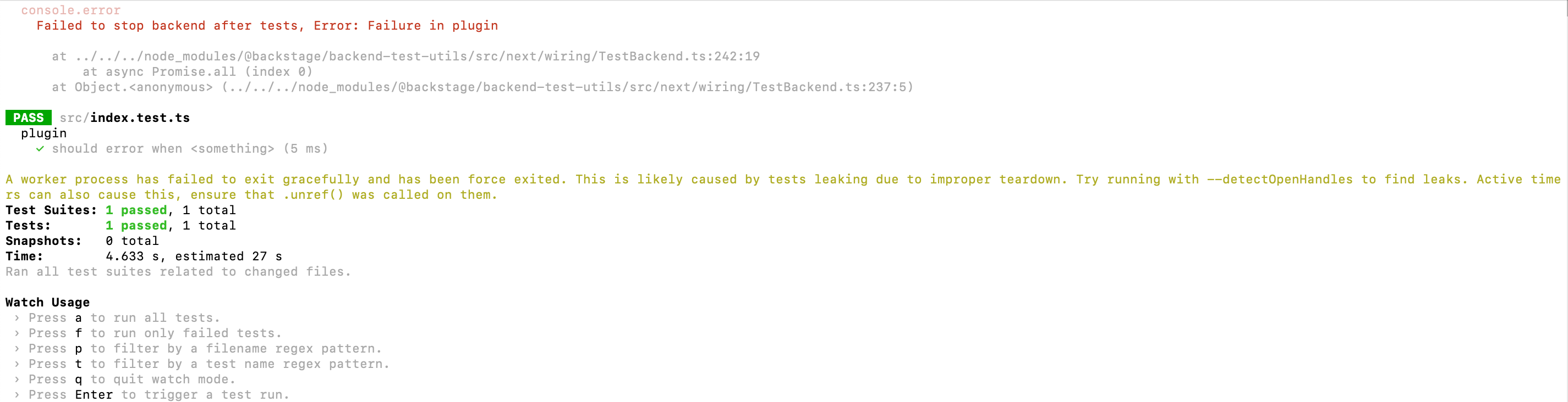 馃悰 Bug Report Asserting That Testbackend Throws An Error Causes Garbage In Logs 路 Issue 18008