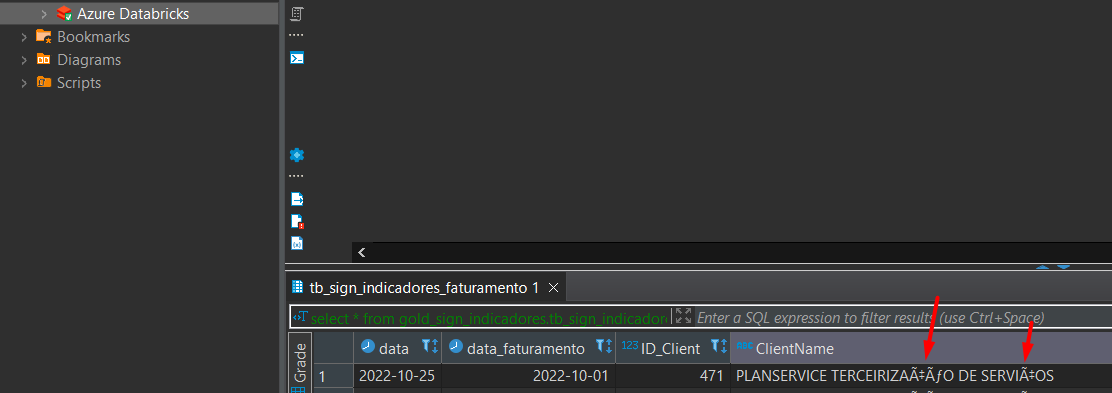 Strange characters with connection between Databricks and Dbeaver ...