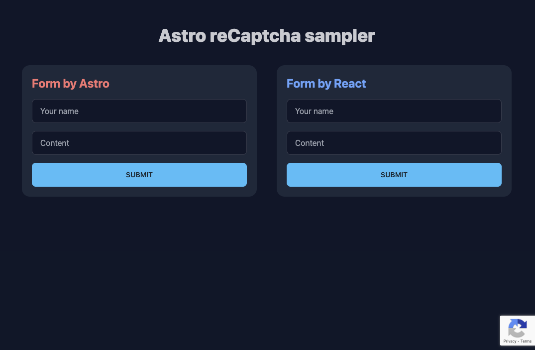 GitHub - kawamataryo/astro-recaptcha-sampler GitHub - kawamataryo/astro-recaptcha-sampler
