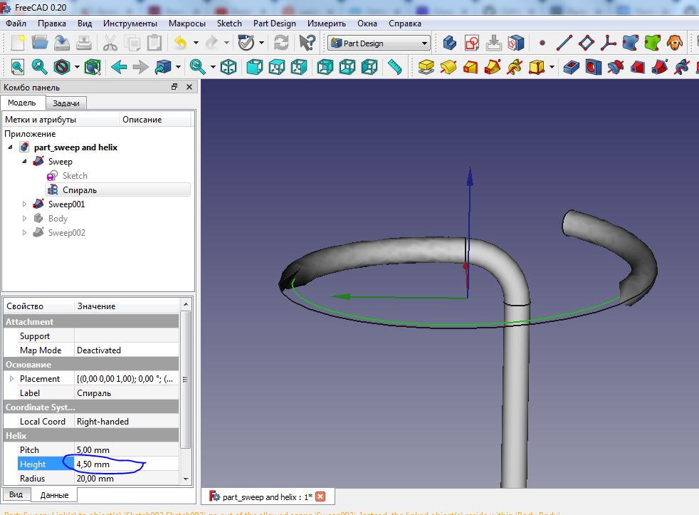 [Bug] part sweep and helix presentation problems · Issue #7321 · FreeCAD/FreeCAD · GitHub