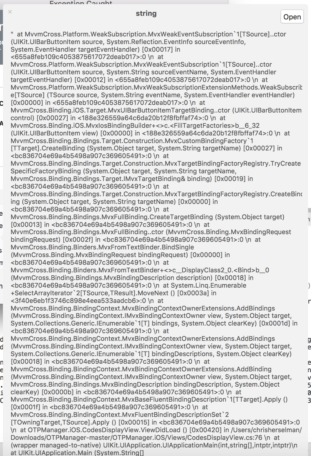 iOS - missing source event info in MvxWeakEventSubscription · Issue #5 · Aftnet/OTPManager · GitHub