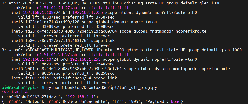 Network Error: Device Unreachable · Issue #62 · jasonacox/tinytuya · GitHub