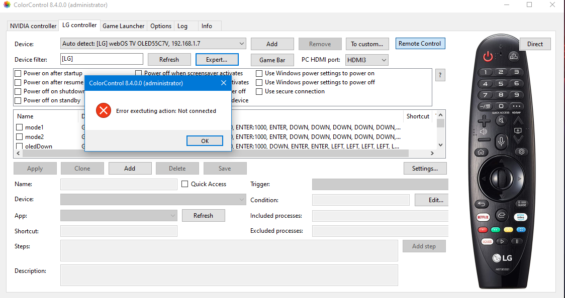 Unable to execute any command on LG C7 · Issue #175 · Maassoft ...