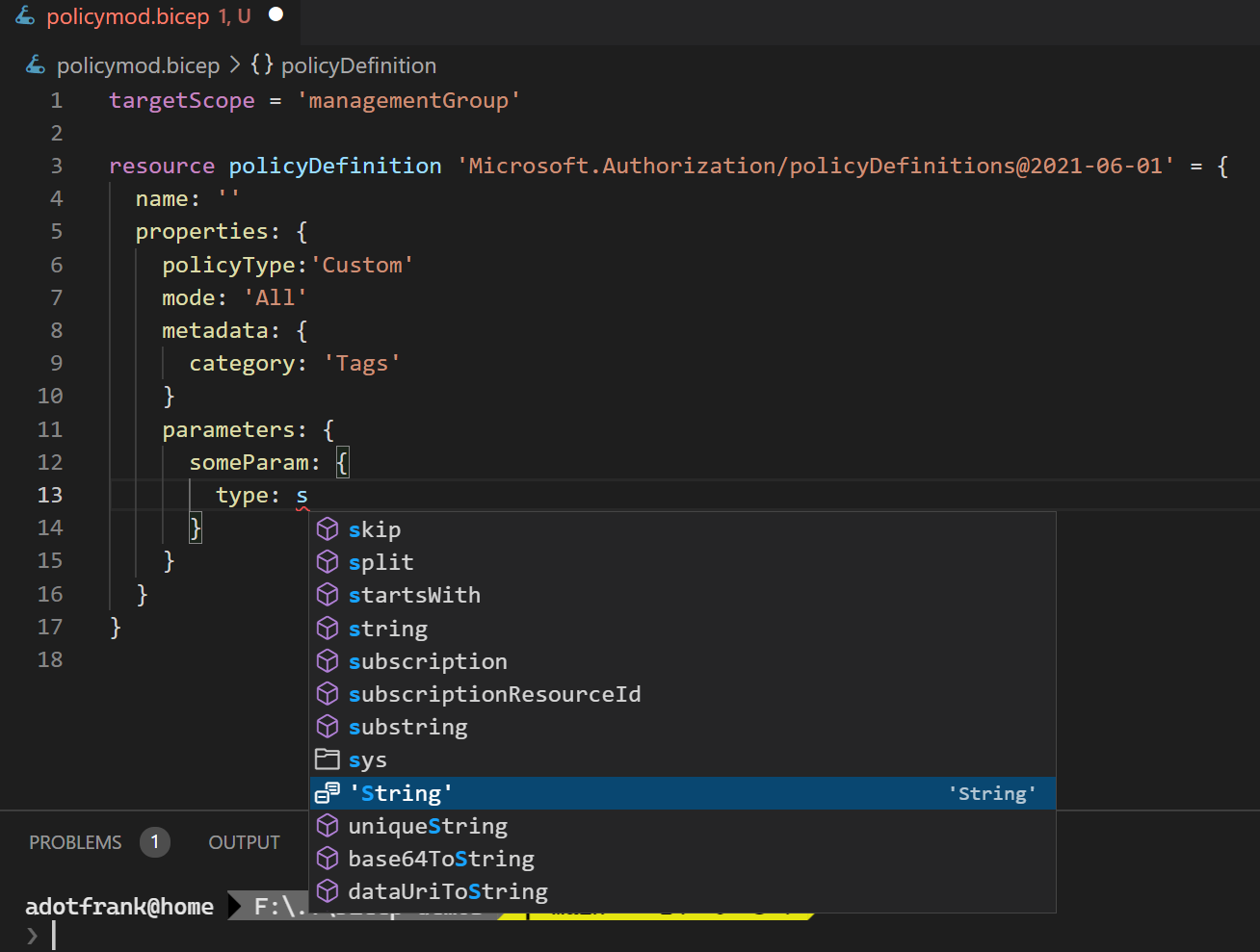 Odd auto completion of string values · Issue #5161 · Azure/bicep · GitHub