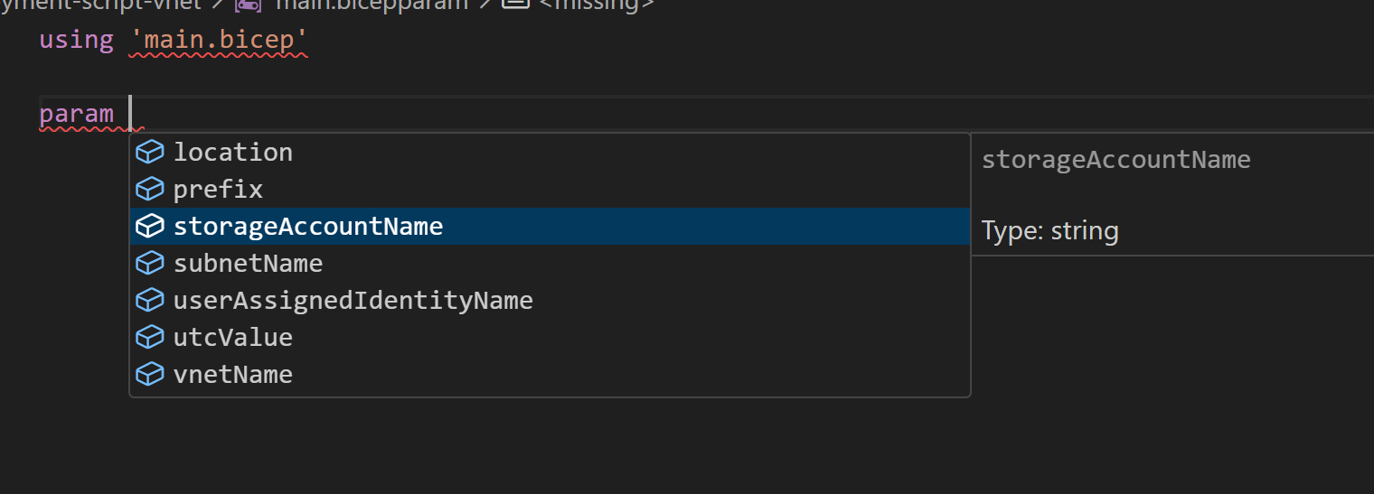 ` Bicepparam` Parameter Name Completions Should Show Which Are Required · Issue 12039 · Azure