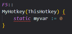 Unexpected declaration in named function hotkey. · Issue #139 · thqby/vscode-autohotkey2-lsp ...
