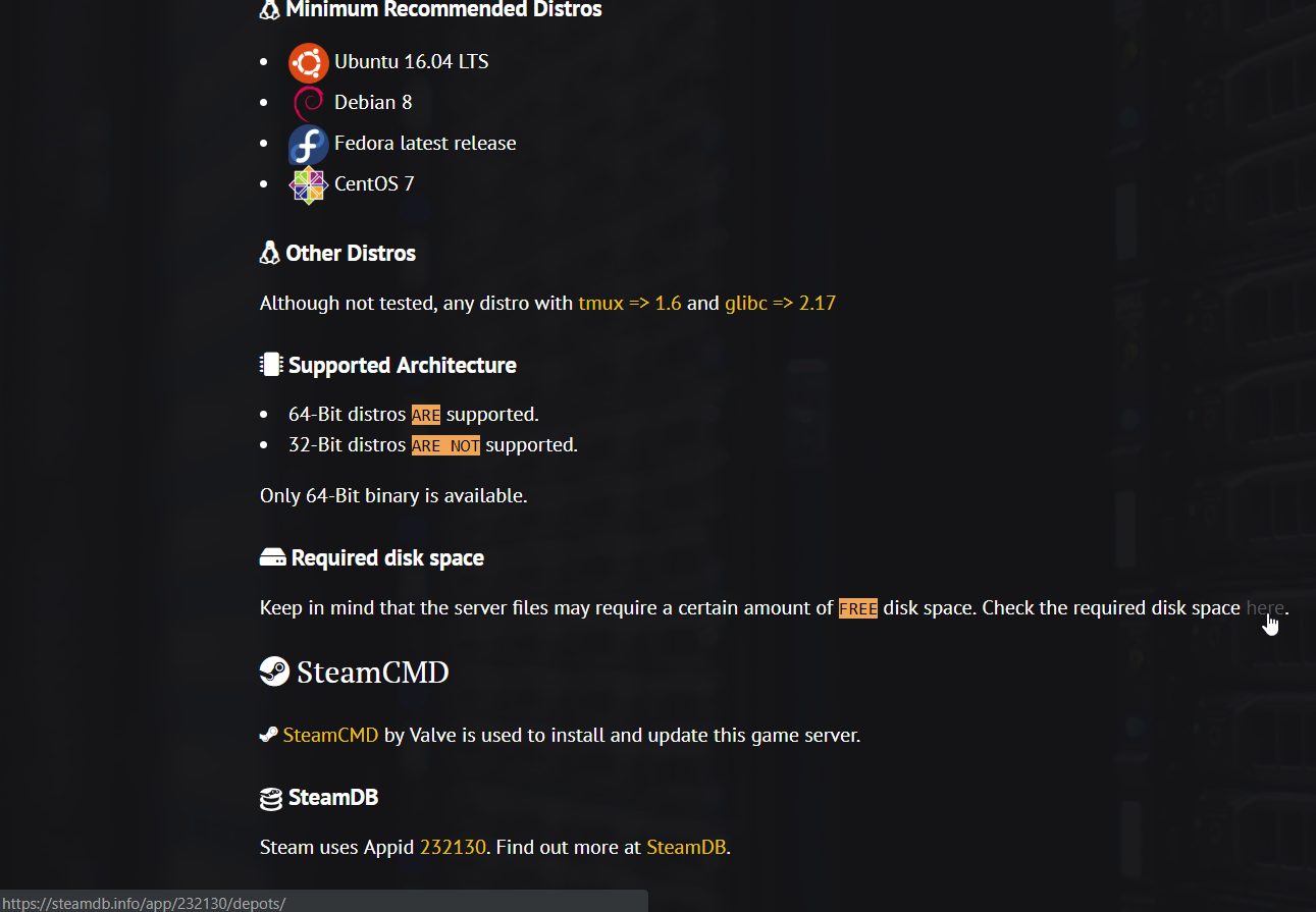 Mention required free space · Issue #2338 · GameServerManagers/LinuxGSM · GitHub