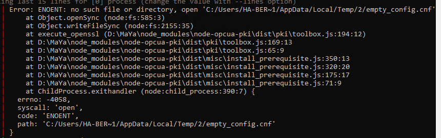 OPCUA client crashes if Temp directory is missing - PM2 · Issue #1137 · node-opcua/node-opcua ...