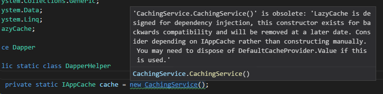 Consider not deprecating default constructor? · Issue #44 · alastairtree/LazyCache · GitHub