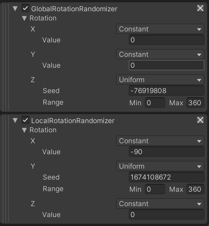 how to rotate items already rotated to face the camera (ala x=-90) in clock-wise randomization ...