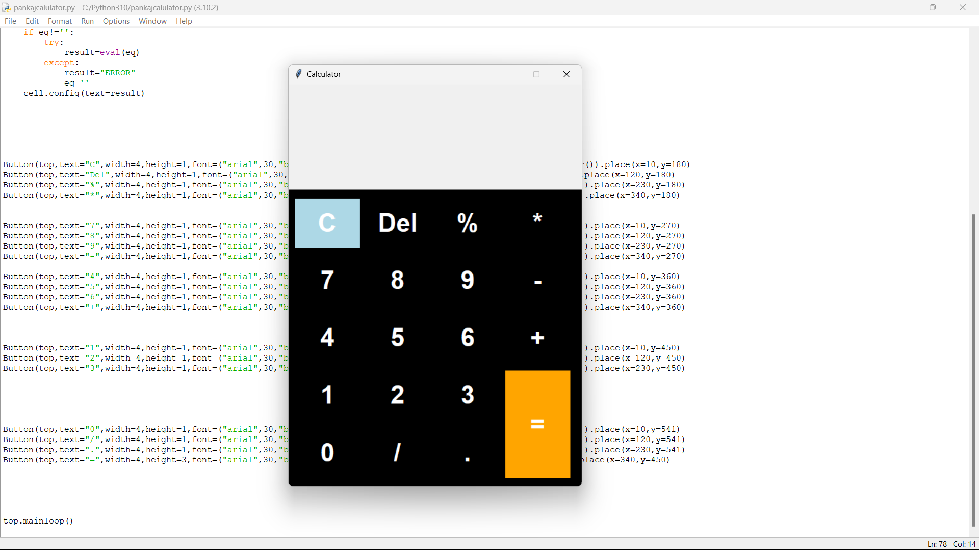 GitHub - pankaj996699/calculator: Caluculator using tkinter