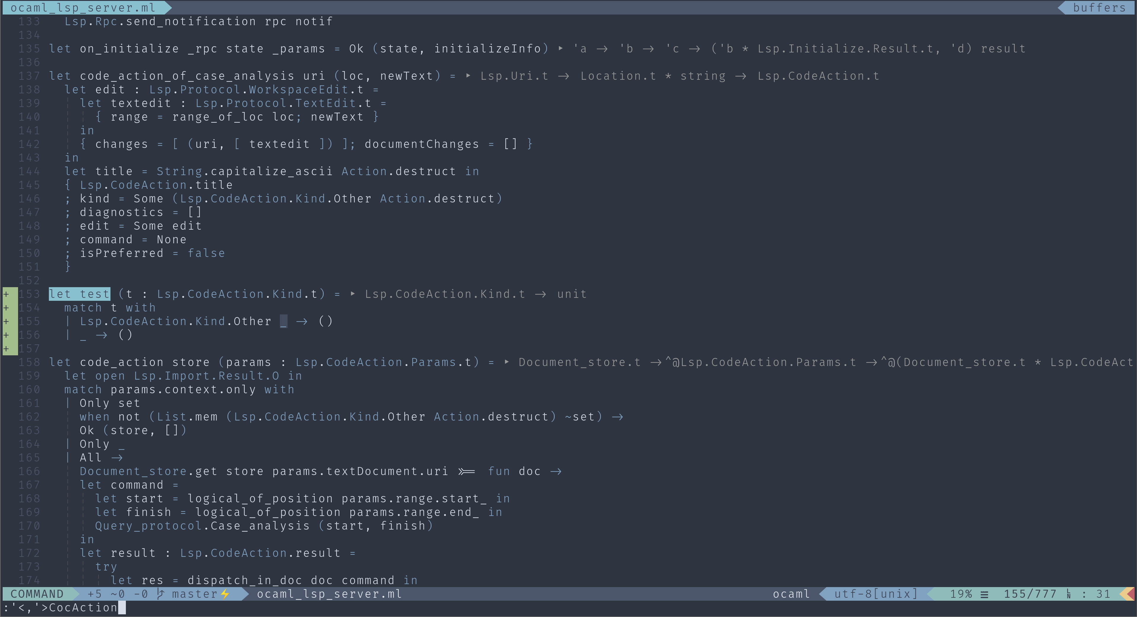 CocAction range is never more precise than line range, even with visual mode selection. · Issue ...