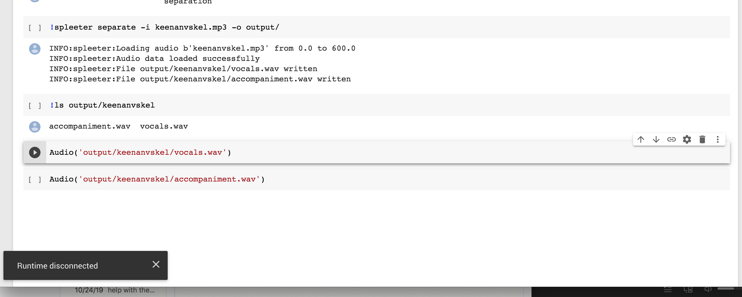 [Bug] Colab Runtime Disconnected · Issue #88 · deezer/spleeter · GitHub