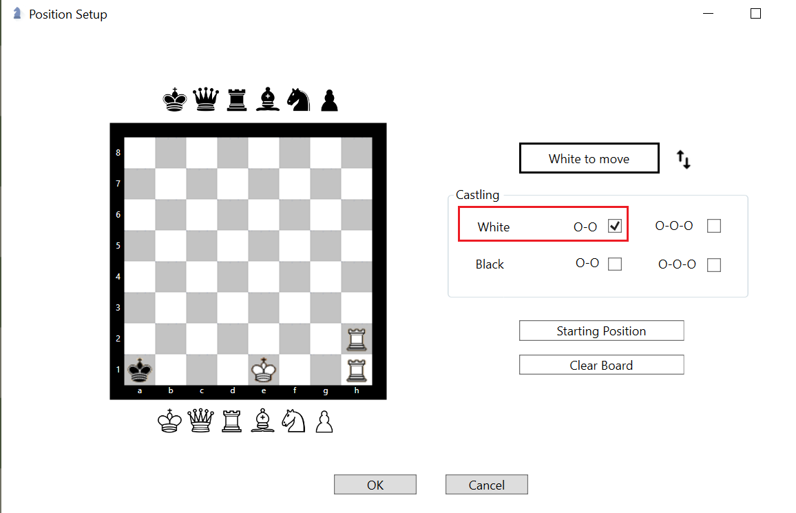 Exercise with White Short Castle On does not allow White's Short Castle · Issue #273 · czbar ...