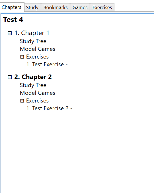 Newly Created Chapter is highlighted without becoming current so Study, Games and Exercises show ...