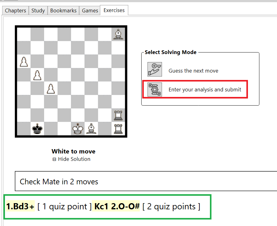 Zero quiz point on providing correct Exercise Solution · Issue #327 · czbar/ChessForge · GitHub