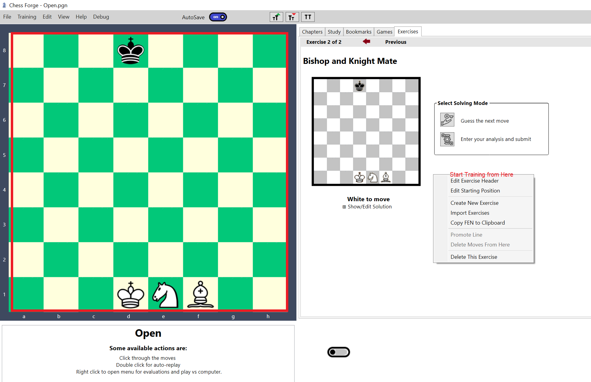 Add an option Start Training from here in Exercise Tab · Issue #337 · czbar/ChessForge · GitHub
