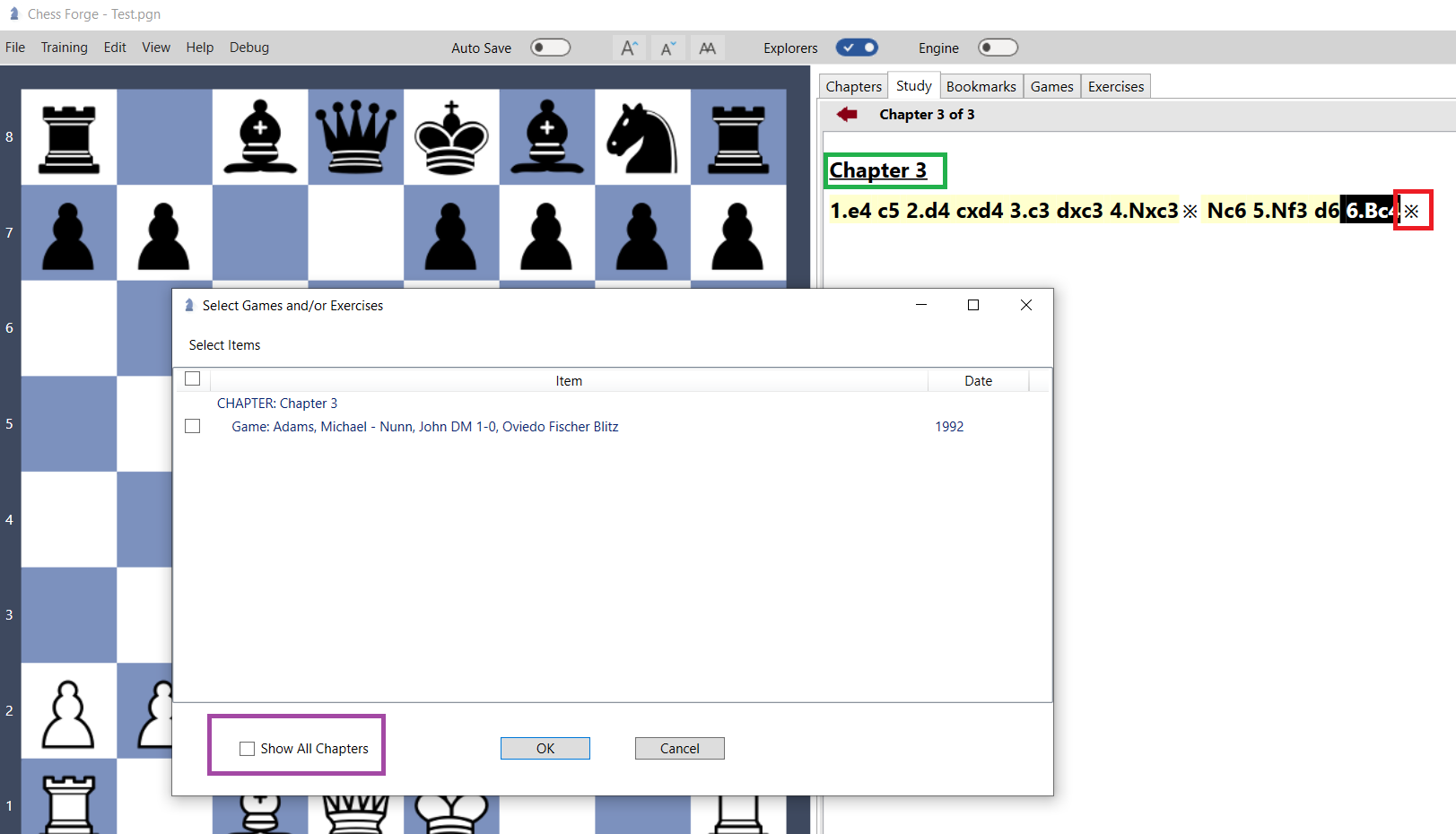 When you open Game Reference, Show All Chapters should be on if the game is from different ...