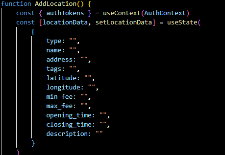Add Location - Can't pass the data about tags, mix_fee, max_fee, opening_time. closing_time and ...