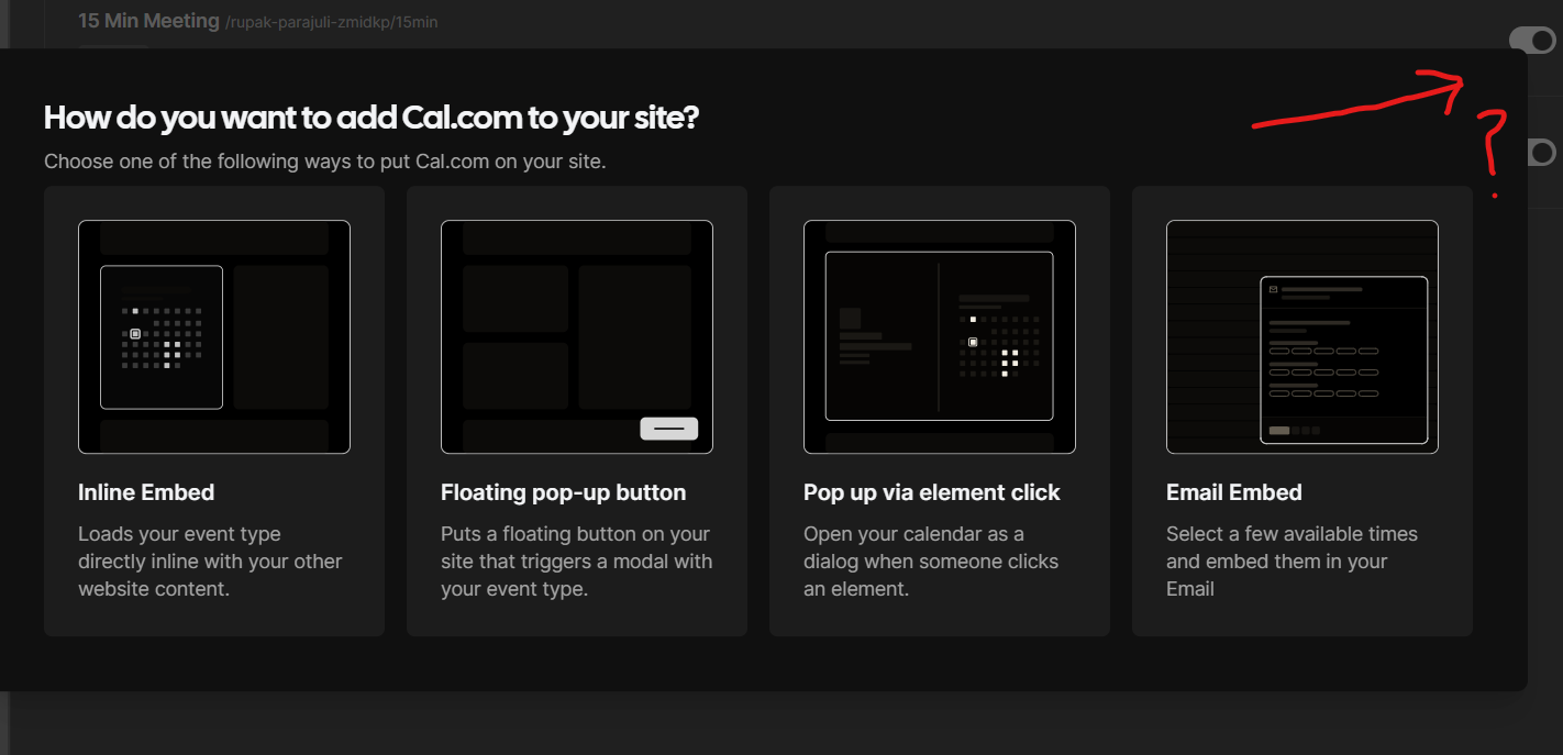Add Wrong Or Cross Button To Exit From Embed Option · Issue 11899 · Calcom · Github 9556