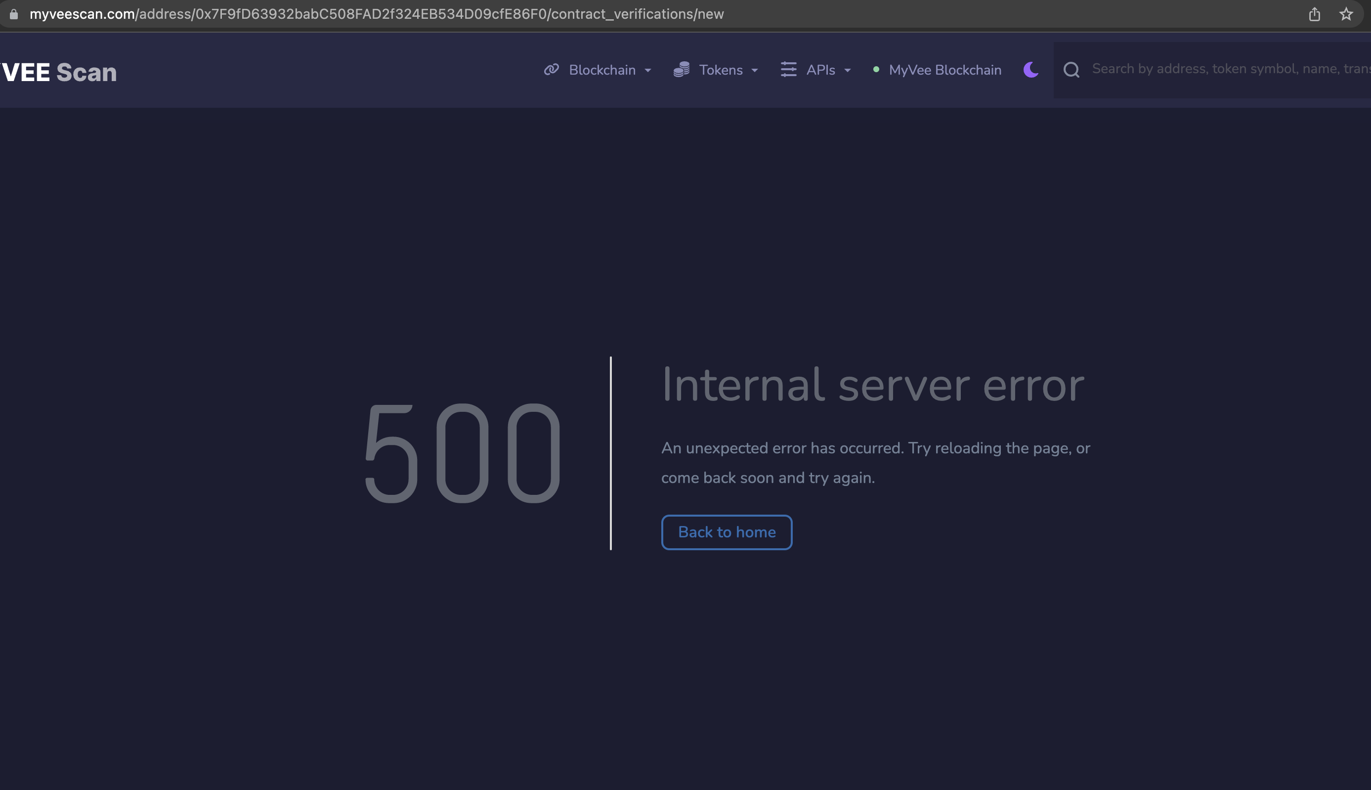 Getting 500 Internal server error while verifying smart contract. Blockscout Deployed on own ...