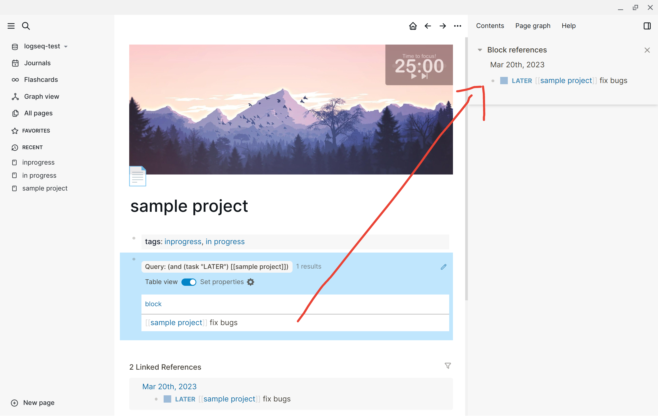 Blocks opened from query table only open in sidebar · Issue #8862 · logseq/logseq · GitHub