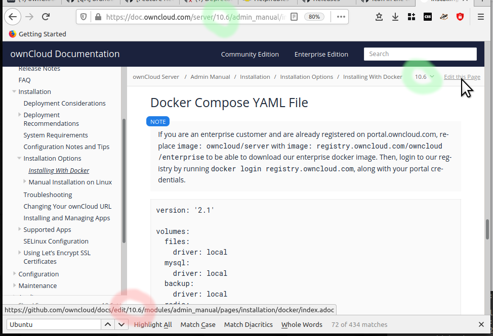 The "Edit this page" link should point to master · Issue #3036 · owncloud/docs · GitHub