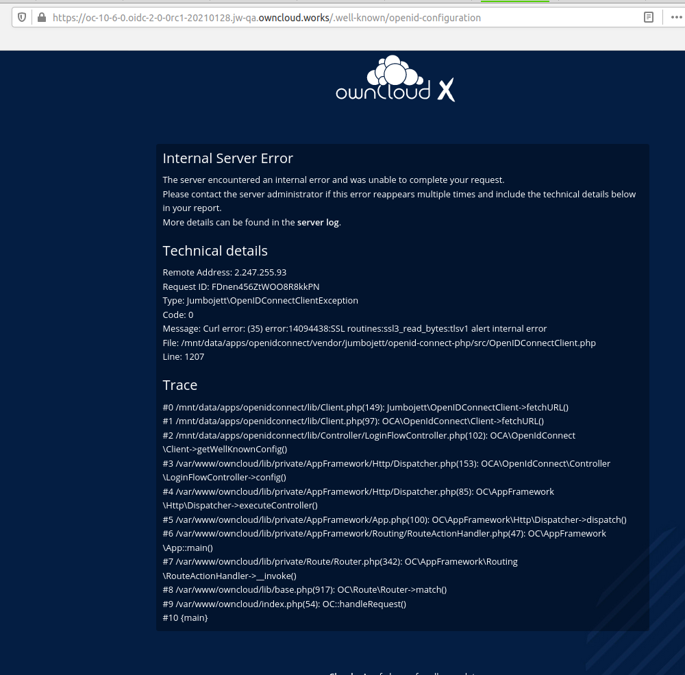 [QA] IDP certificate error causes a stack trace · Issue #141 · owncloud/openidconnect · GitHub