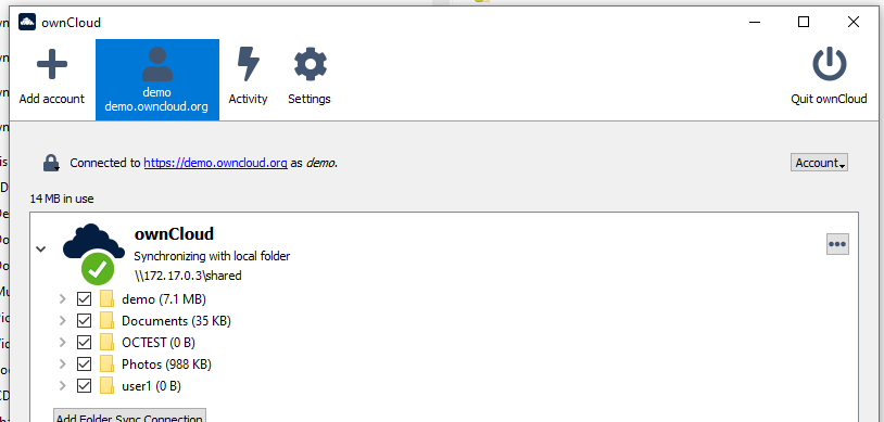 Adding a sync connection with a network location displays a write permission error message ...
