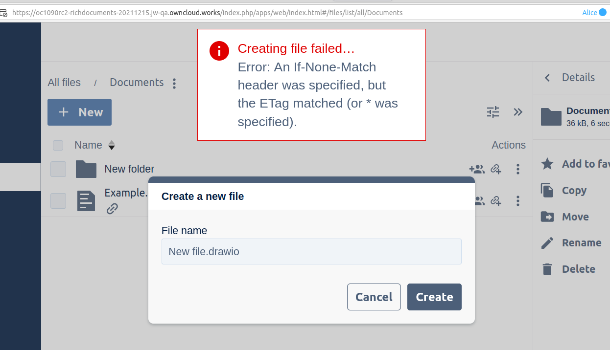 Create new draw.io fails with If-None-Match Error · Issue #6162 · owncloud/web · GitHub