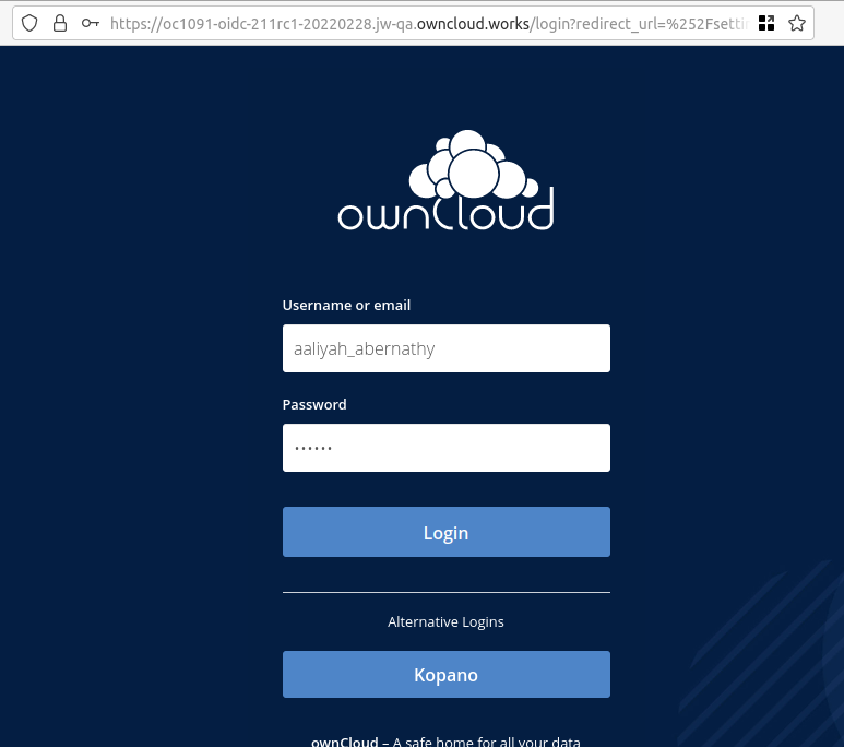 [QA] username and password fields are not forwarded to kopano IDM · Issue #39837 · owncloud/core ...