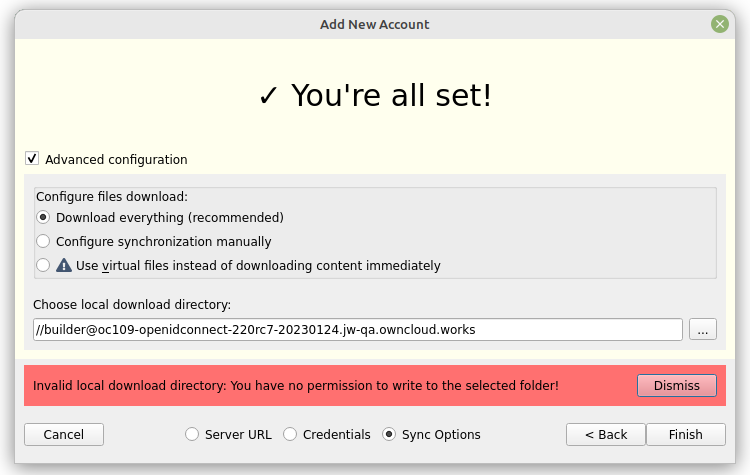 [QA] sync root folder is constructed from user's full name without escaping special characters ...
