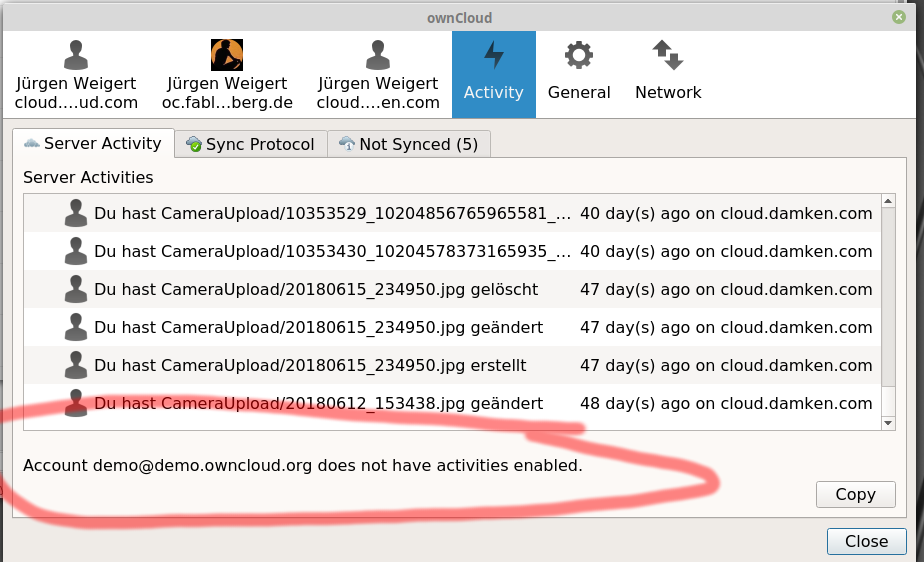 bogus message for removed sync connection · Issue #6679 · owncloud/client · GitHub