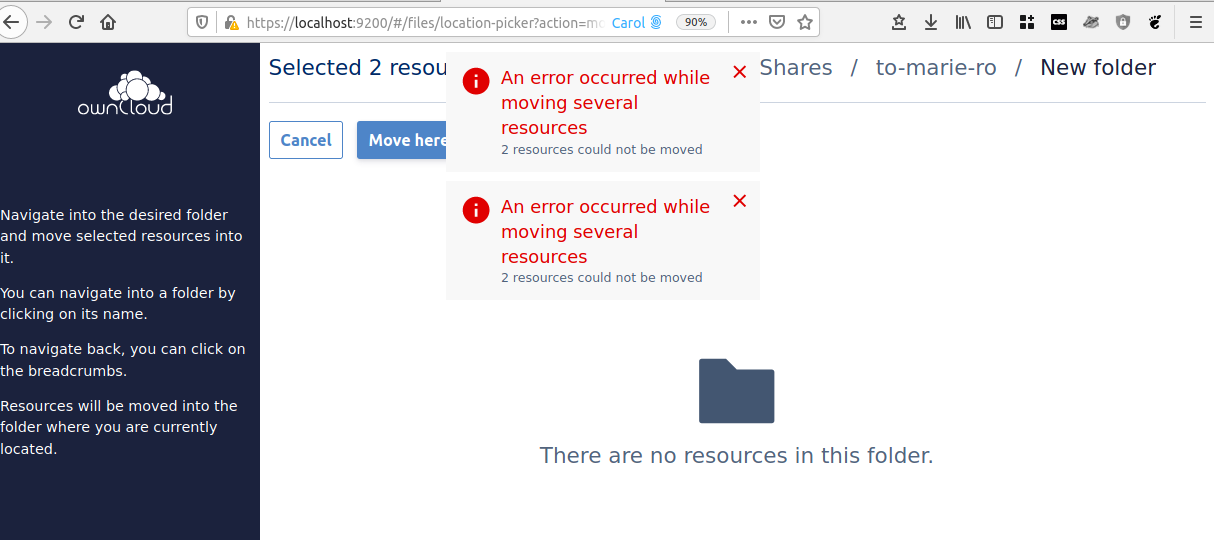 [QA] Moving files in a shared folder causes errors but succeeds · Issue #873 · owncloud/ocis ...