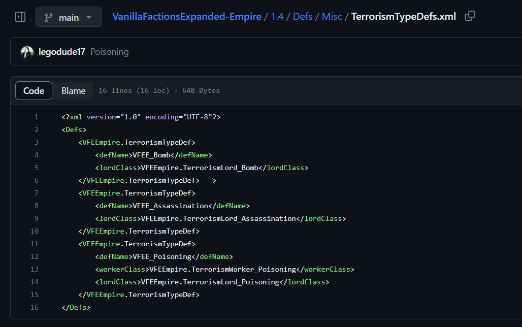 XML Tree problem · Issue #7 · Vanilla-Expanded/VanillaFactionsExpanded-Empire · GitHub