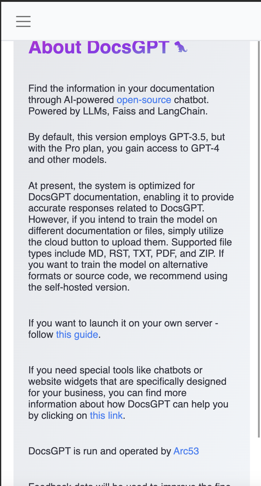 🐛 Bug Report: About page content is getting cropped in mobile view · Issue #481 · arc53/DocsGPT ...