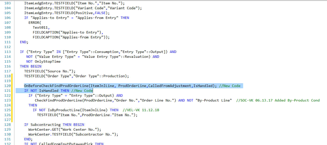 Event Request Codeunit 21 Item Jnl Check Line Onbeforecheckfindprodorderline · Issue